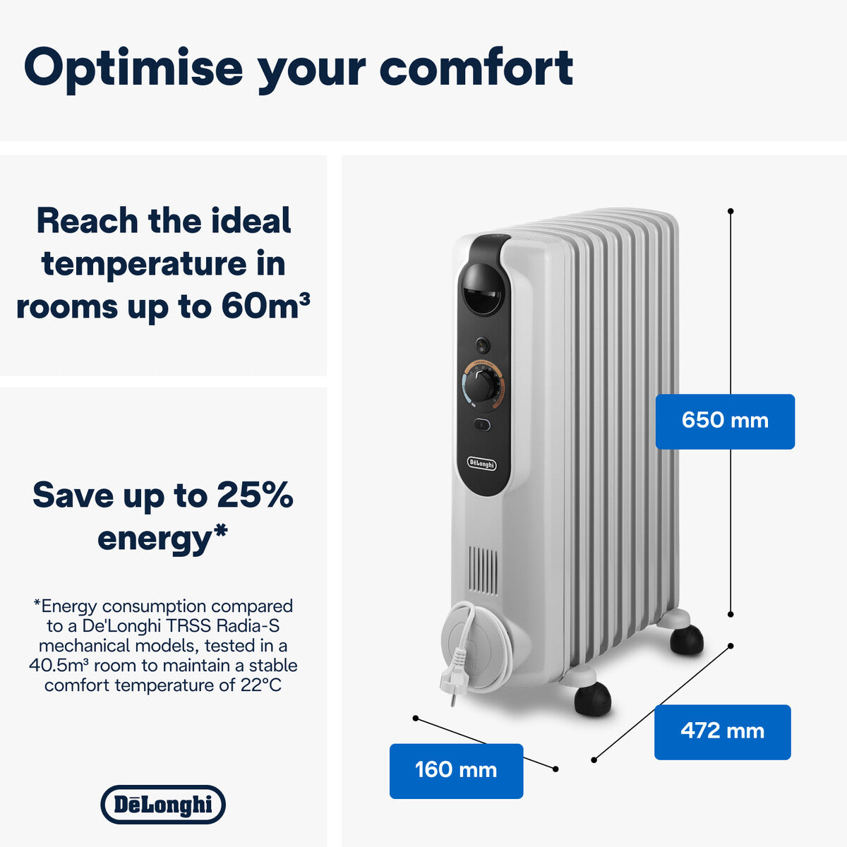 Delonghi - Radia S Oil Filled Radiator - 7 Fin - TRRSE0715 – De'Longhi ...